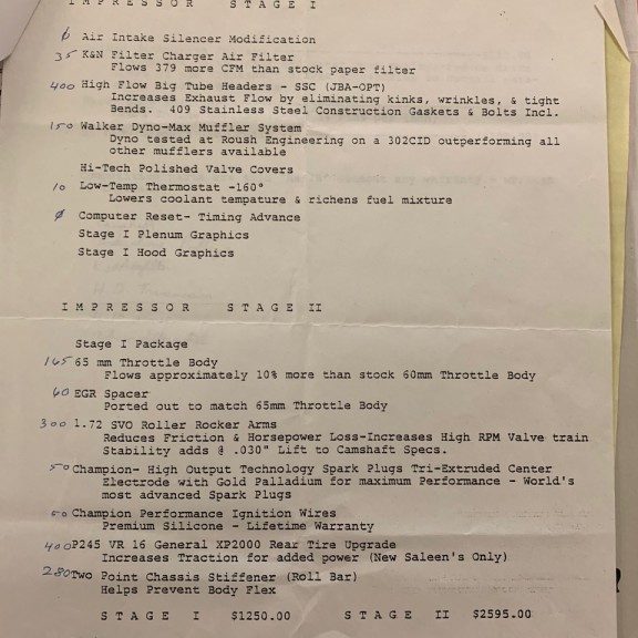 SALEEN MUSTANG (90-0030) WITH BLEAKLEY FORD 'IMPRESSOR' PACKAGE