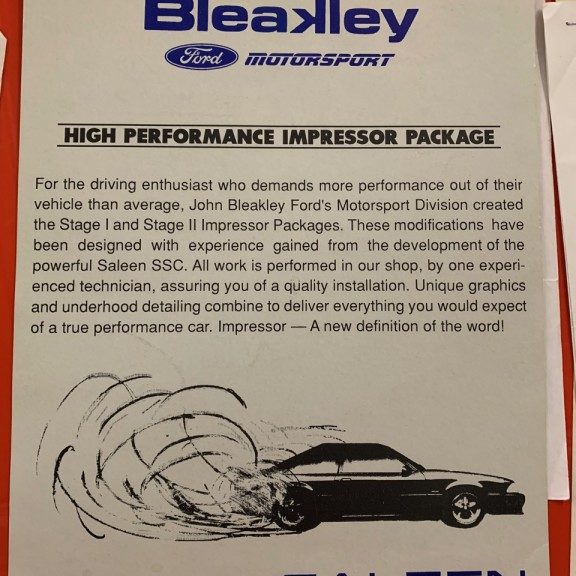 SALEEN MUSTANG (90-0030) WITH BLEAKLEY FORD 'IMPRESSOR' PACKAGE